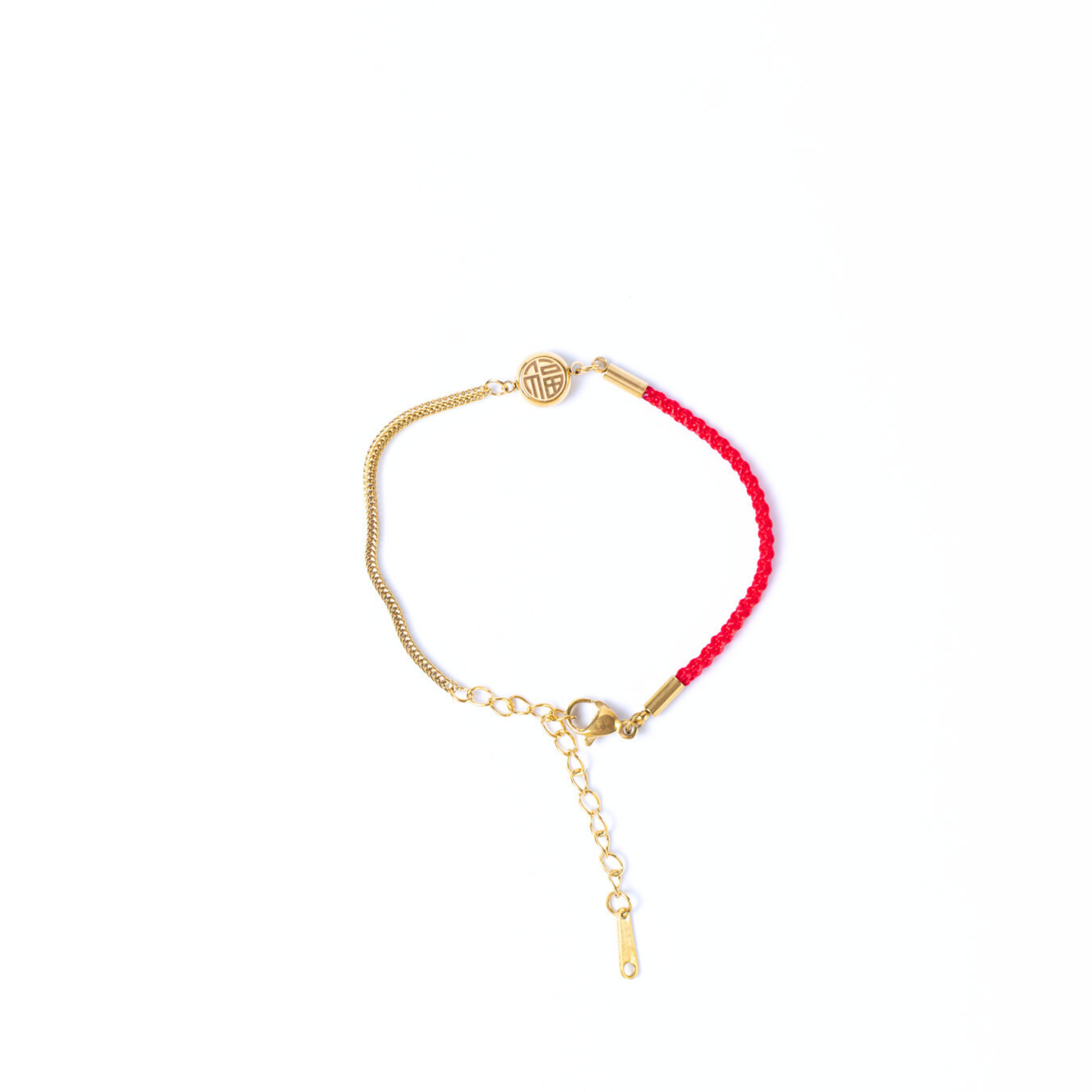 Red Stringed Golden-Woven Fu Bracelet – Marie