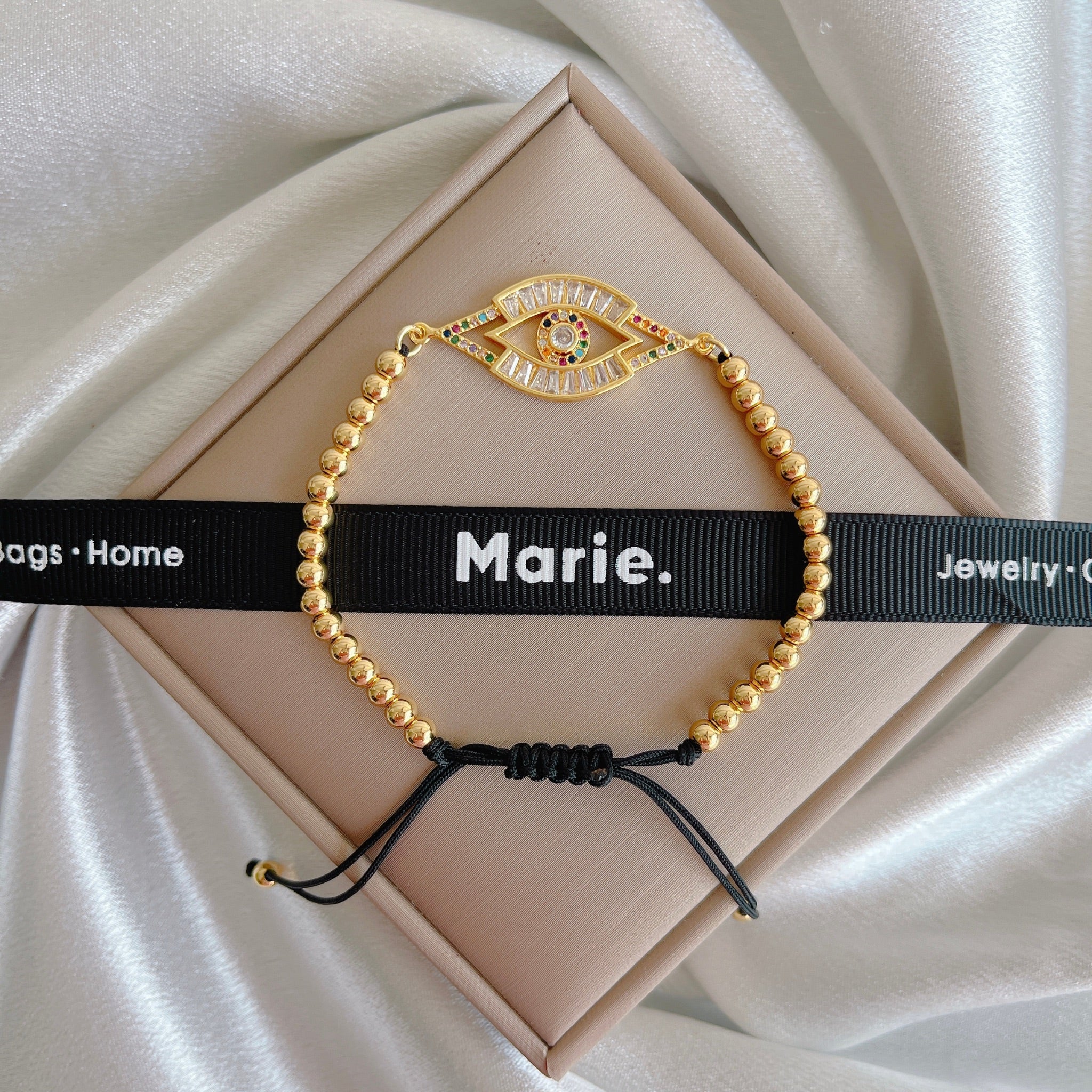 Golden Beaded Evil Eye Bracelet – Marie